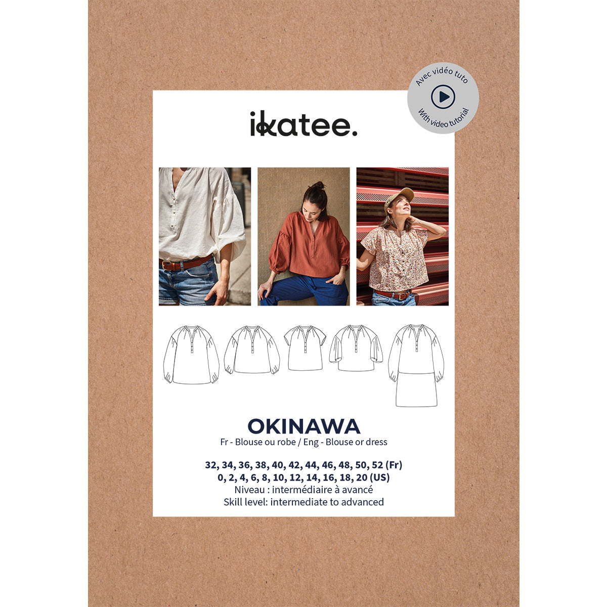 OKINAWA - Blouse and dress - Women 32-52 - Paper Sewing Pattern – Ikatee sewing patterns