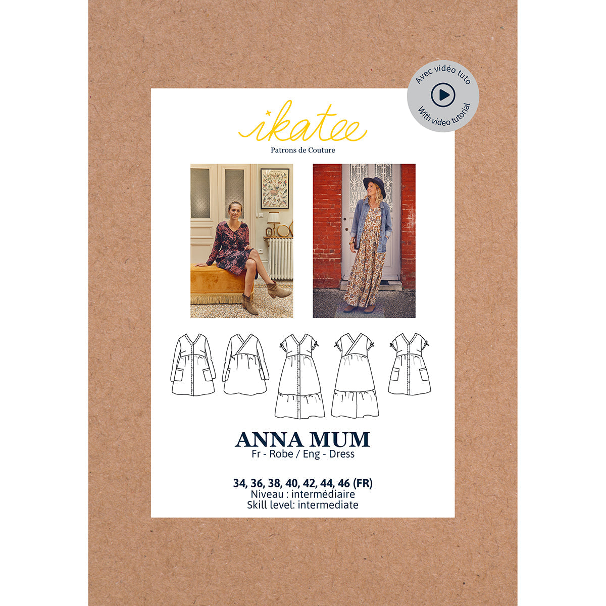ANNA Mum Dress - Woman 34-46 - Paper Sewing Pattern – Ikatee sewing ...