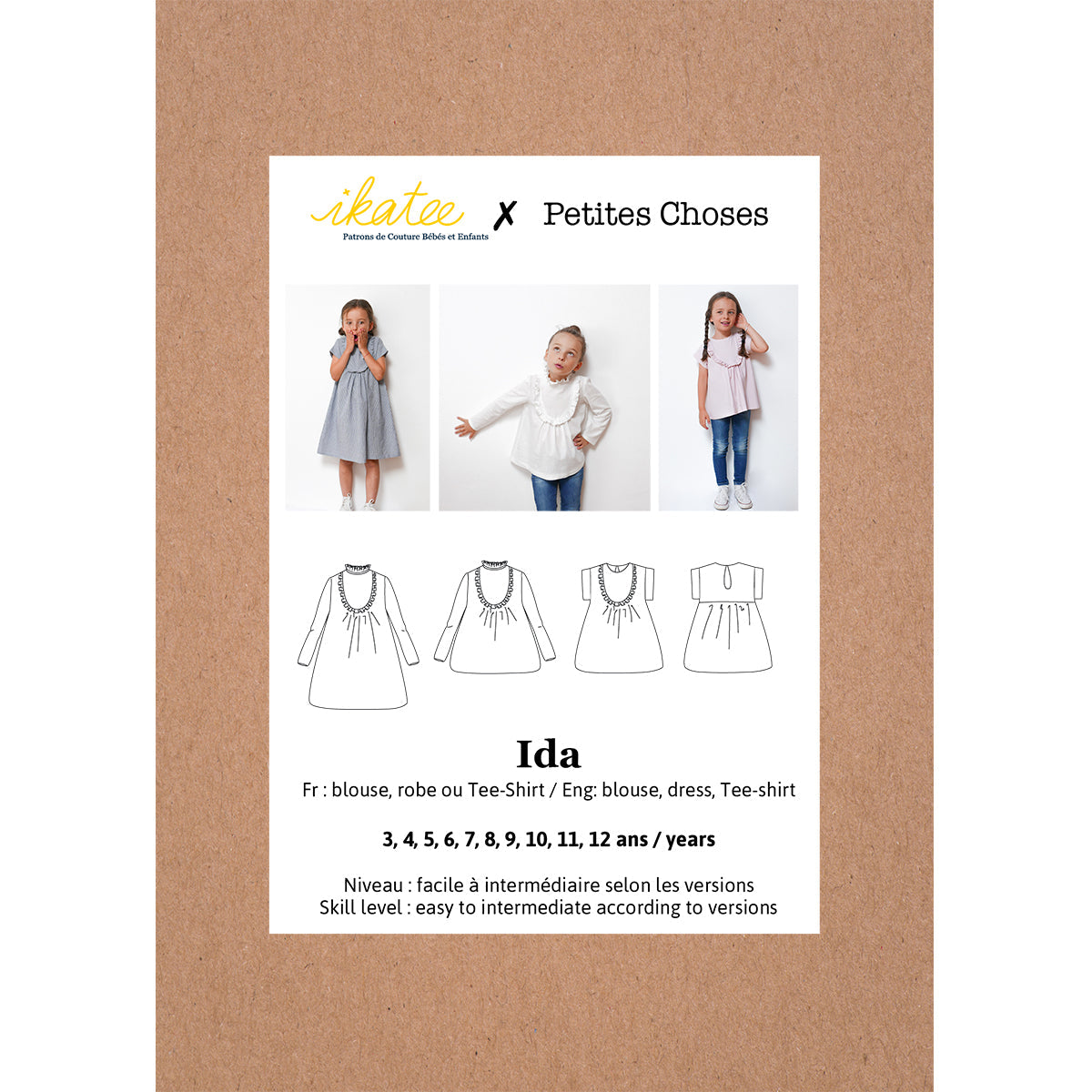 IDA blouse & dress - Girl 3/12 - Paper Sewing Pattern – Ikatee sewing ...